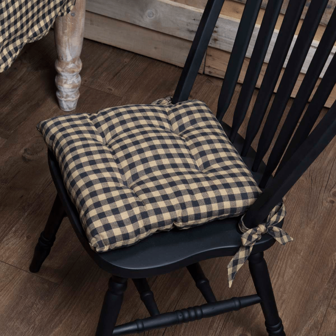 Black Check Chair Pad - Piper Classics