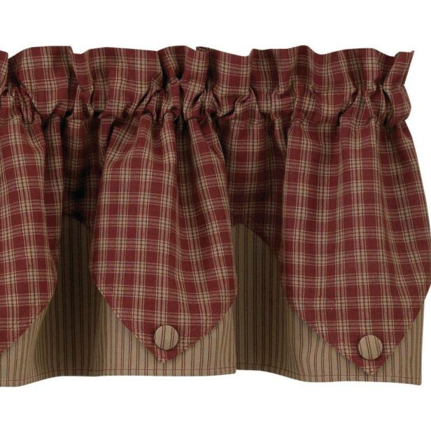 Country Point Valance Curtains | Sturbridge Wine 72" x 16"