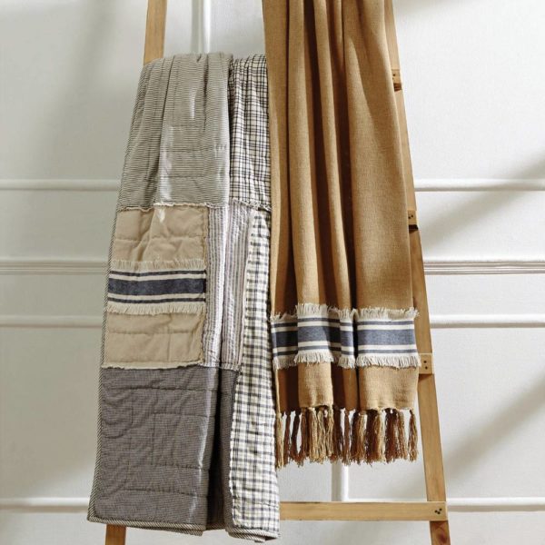 Mill Creek Burlap & Stripe Throw - Piper Classics