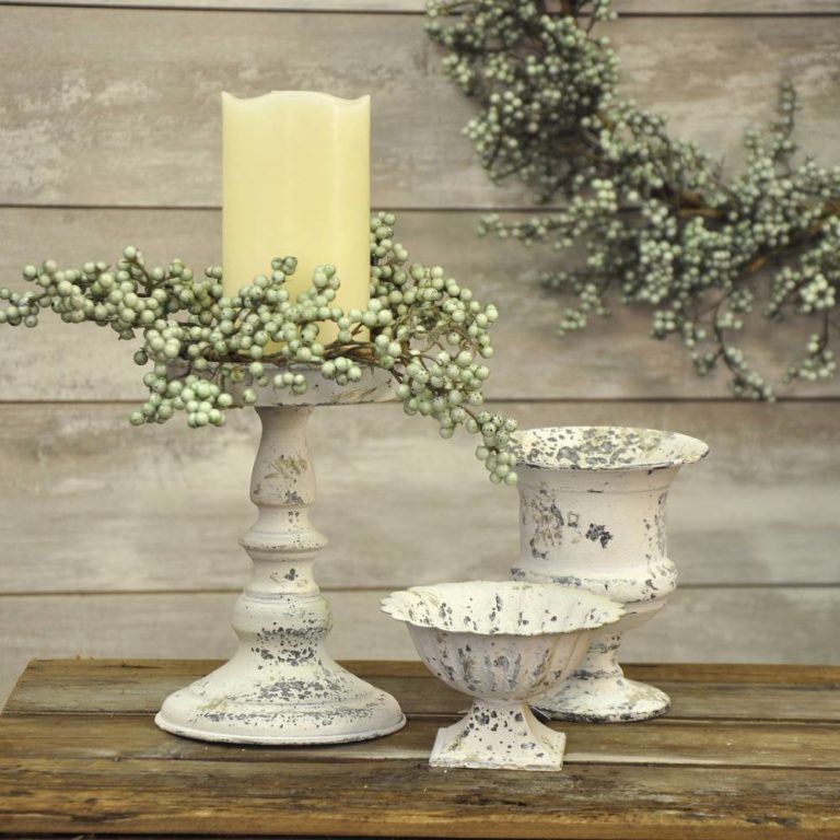 Vintage White Candle Dish - Piper Classics