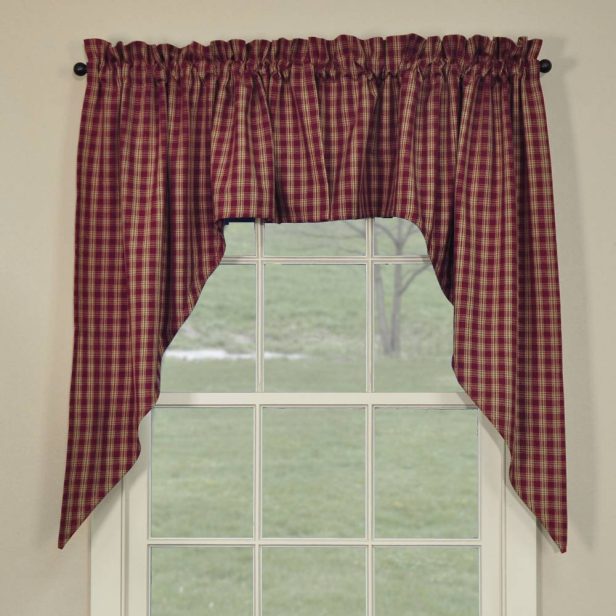 Country Swag Curtains | Sturbridge Wine Red Swags
