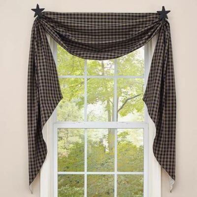 Fishtail Swag Curtains | Sturbridge Black 145" x 25"