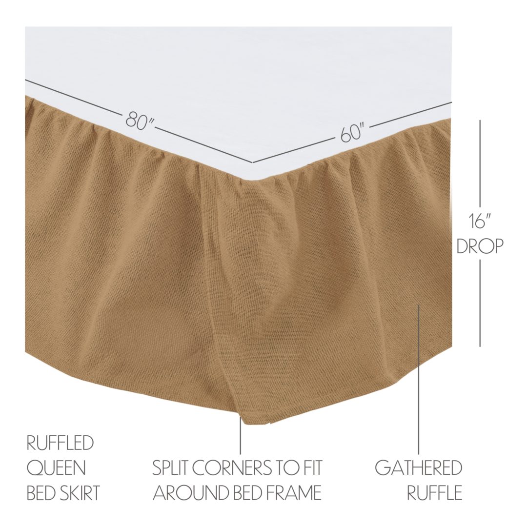 Burlap Natural Ruffled Bed Skirt - Queen | Country Style Bedding