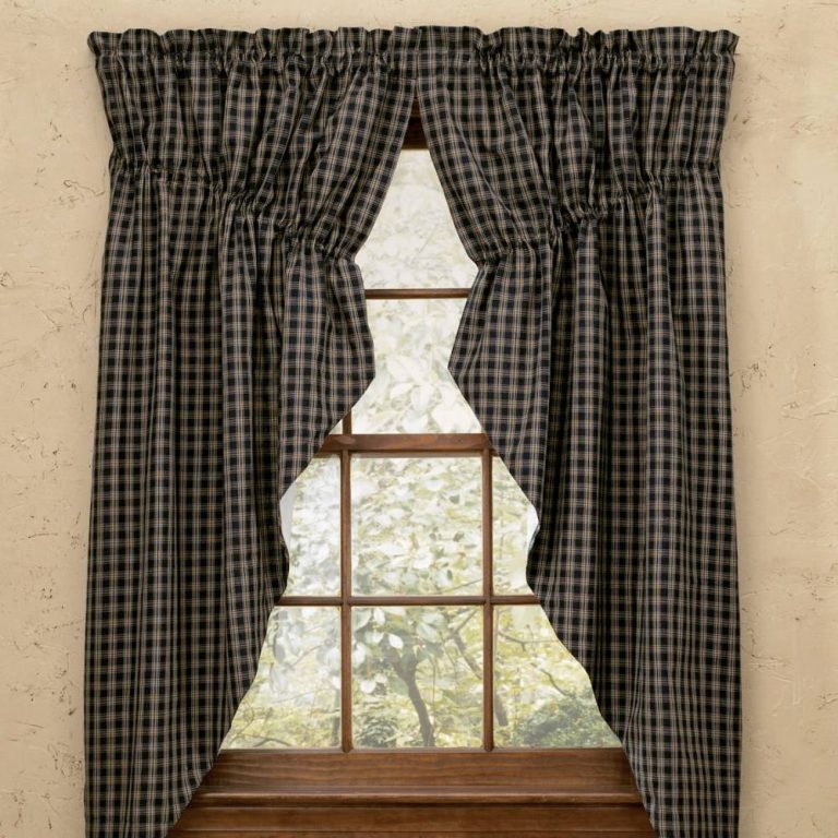 Country Prairie Curtains | Sturbridge Black Gathered Swags 63"