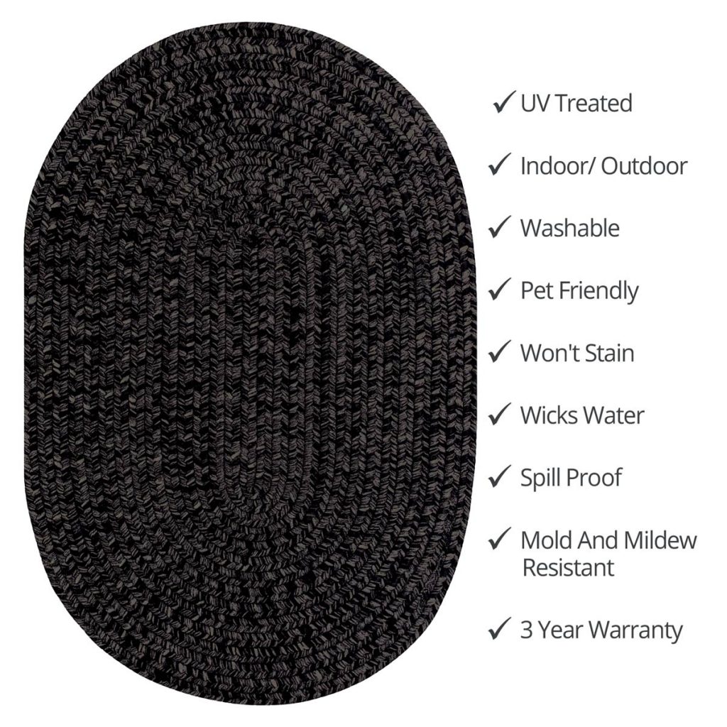 Country Ultra-Durable Stain Resistant Olefin Rugs - Black