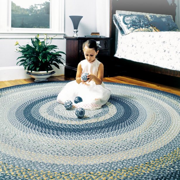 Country Style Braided Cotton Rugs - Wedgewood