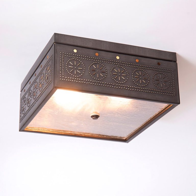 Square Ceiling Light w/ Chisel Design - Piper Classics