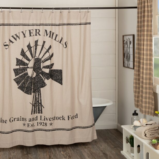 Sawyer Mill Charcoal Windmill Shower Curtain - Piper Classics