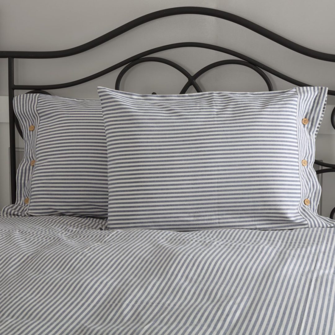 Farmhouse Ticking Blue Standard Sham | Farmhouse Ticking Blue Collection