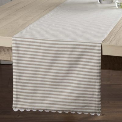 Farmhouse Ticking Taupe Table Runner - 36" - Piper Classics
