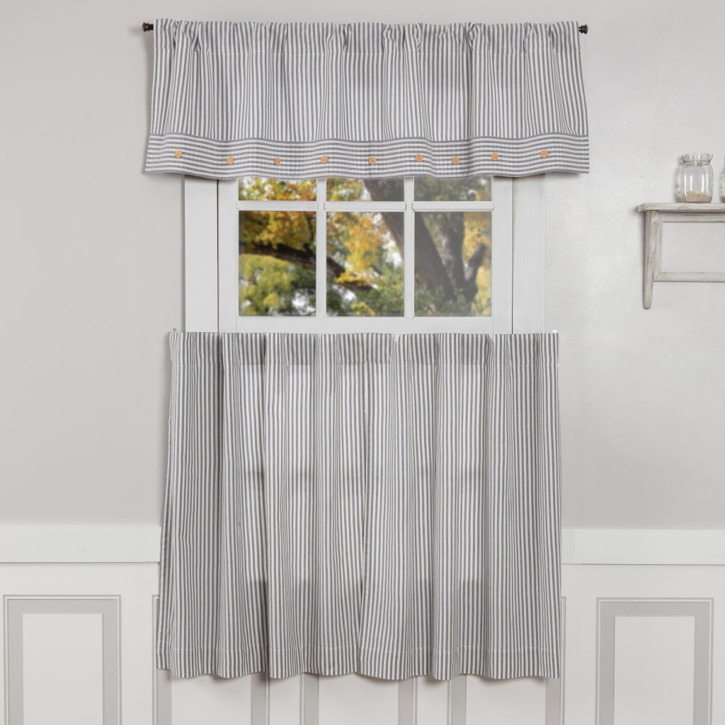 Farmhouse Ticking Blue Lined Valance - 60" | Farmhouse Ticking Blue ...