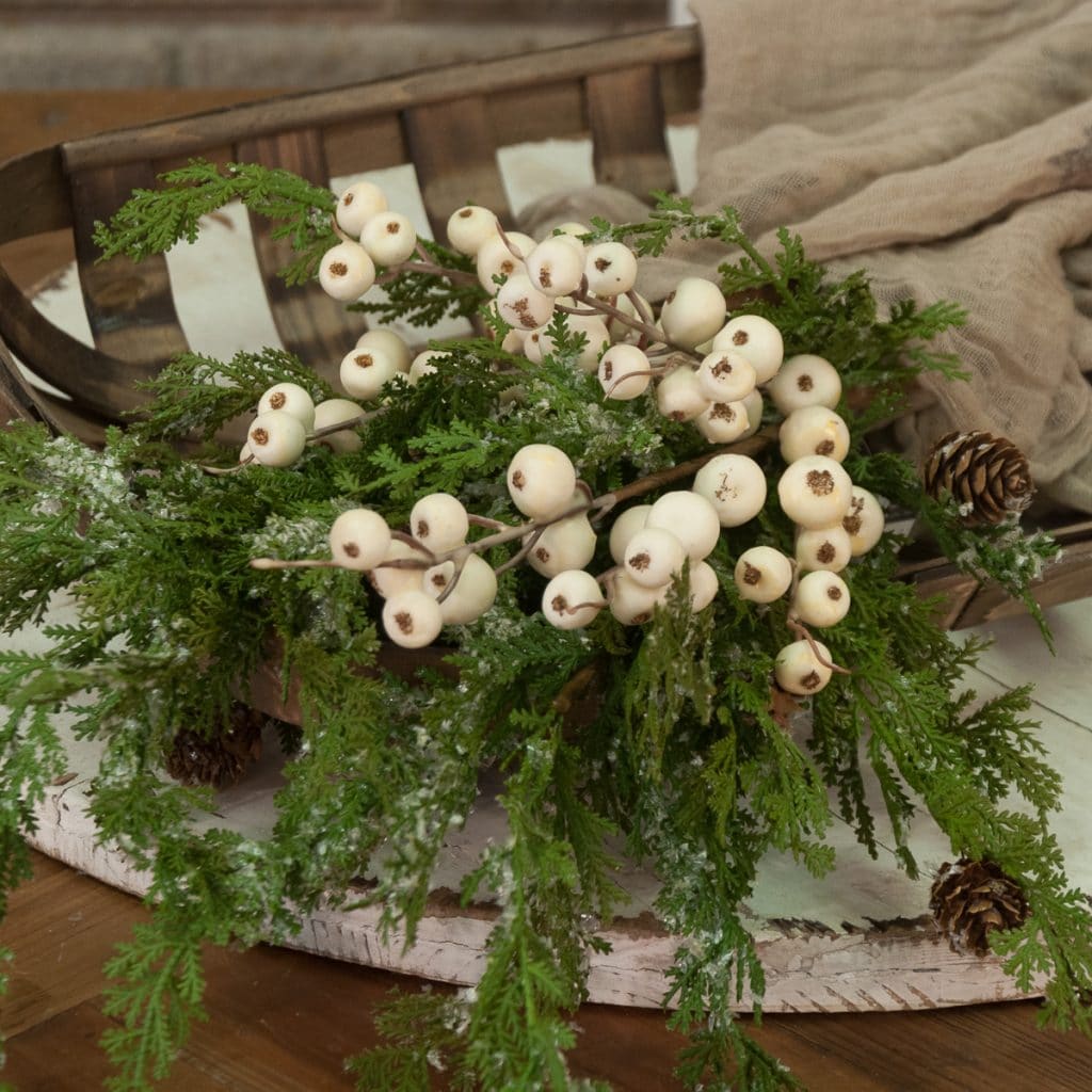 Soft Snowy Cypress w/ Small Pinecones Stem - 30" - Piper Classics