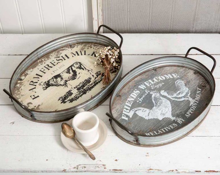 Vintage Farm Animal Trays - Set/2 - Piper Classics