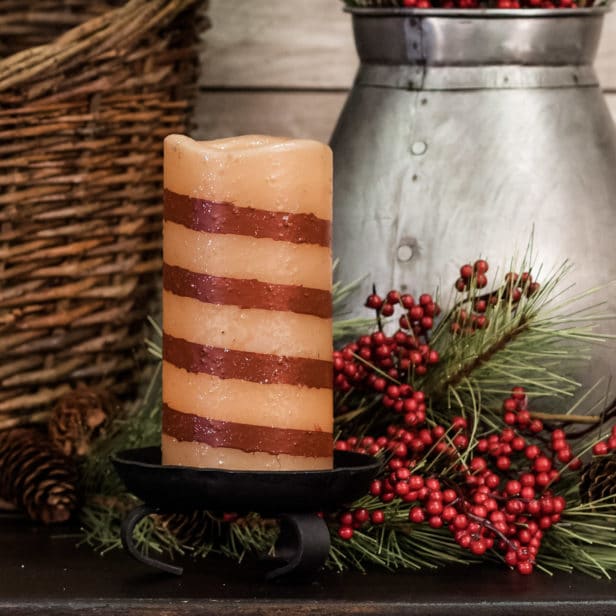 Candy Cane Pillar, LED - 6"x3" - Piper Classics