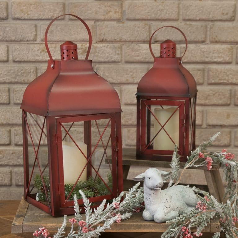 Red Metal Lanterns - S/2 - Piper Classics