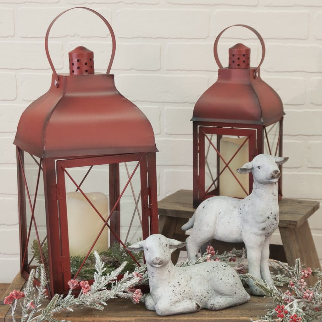 Red Metal Lanterns - S/2 - Piper Classics