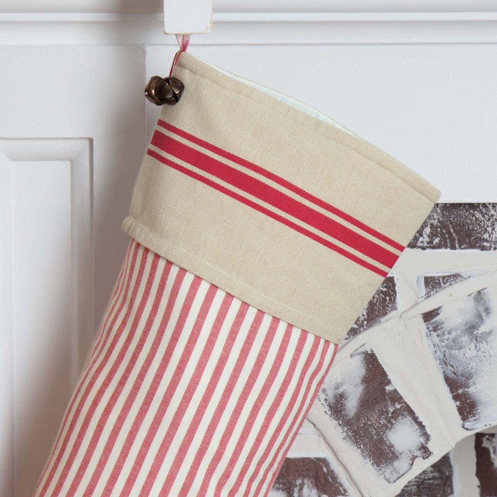 Farmhouse Ticking Red Stocking - Piper Classics