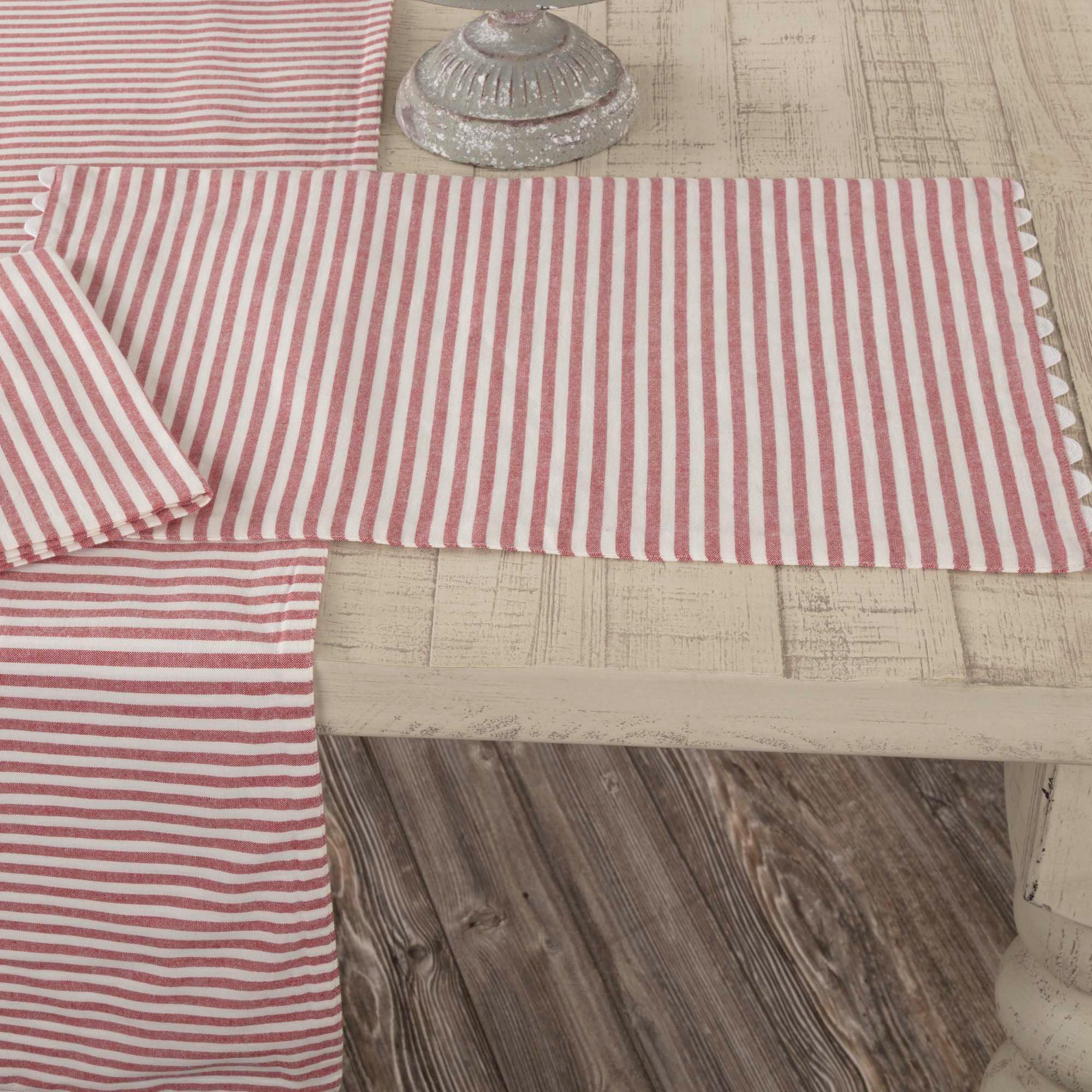 Red And White Ticking Striped Bedding Curtains Napkins And More