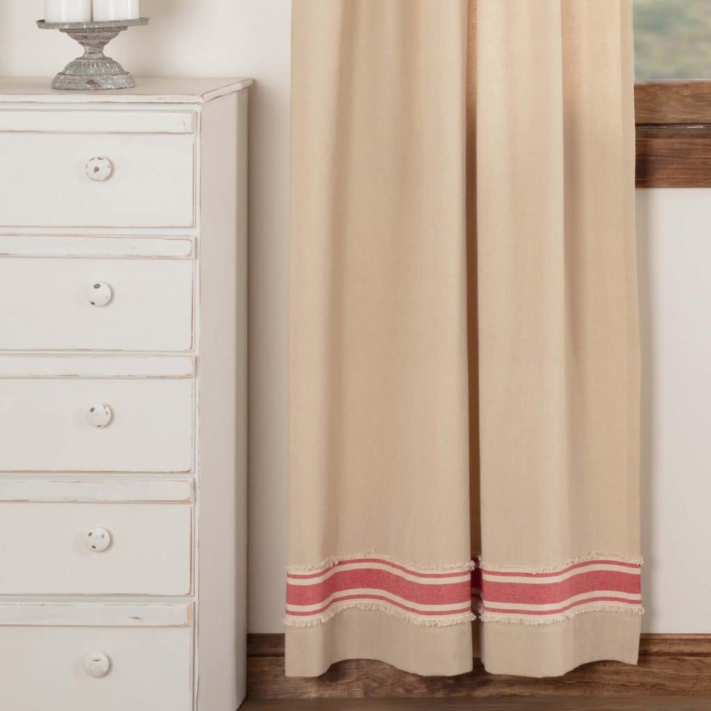 Farmhouse Red Grain Sack Stripe Panels - 84" Set of 2 | Farmhouse Red ...