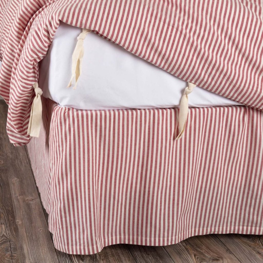 Red & White Ticking Striped Bedding, Curtains, Napkins, & More