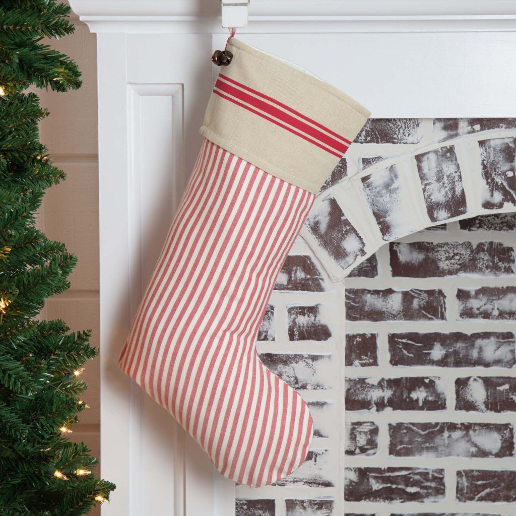 Farmhouse Ticking Red Stocking - Piper Classics