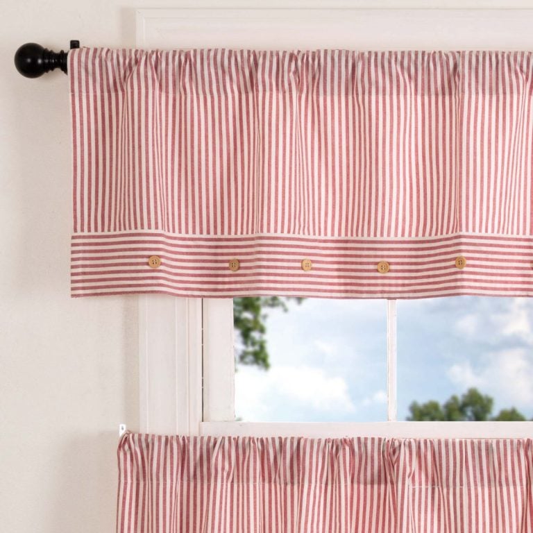 Farmhouse Ticking Red Valance 60" - Piper Classics