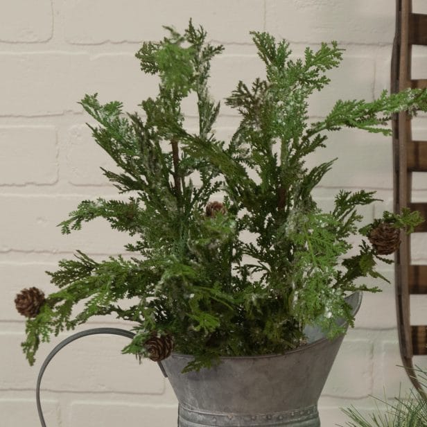 Soft Snowy Cypress w/ Small Pinecones Stem - 30" - Piper Classics