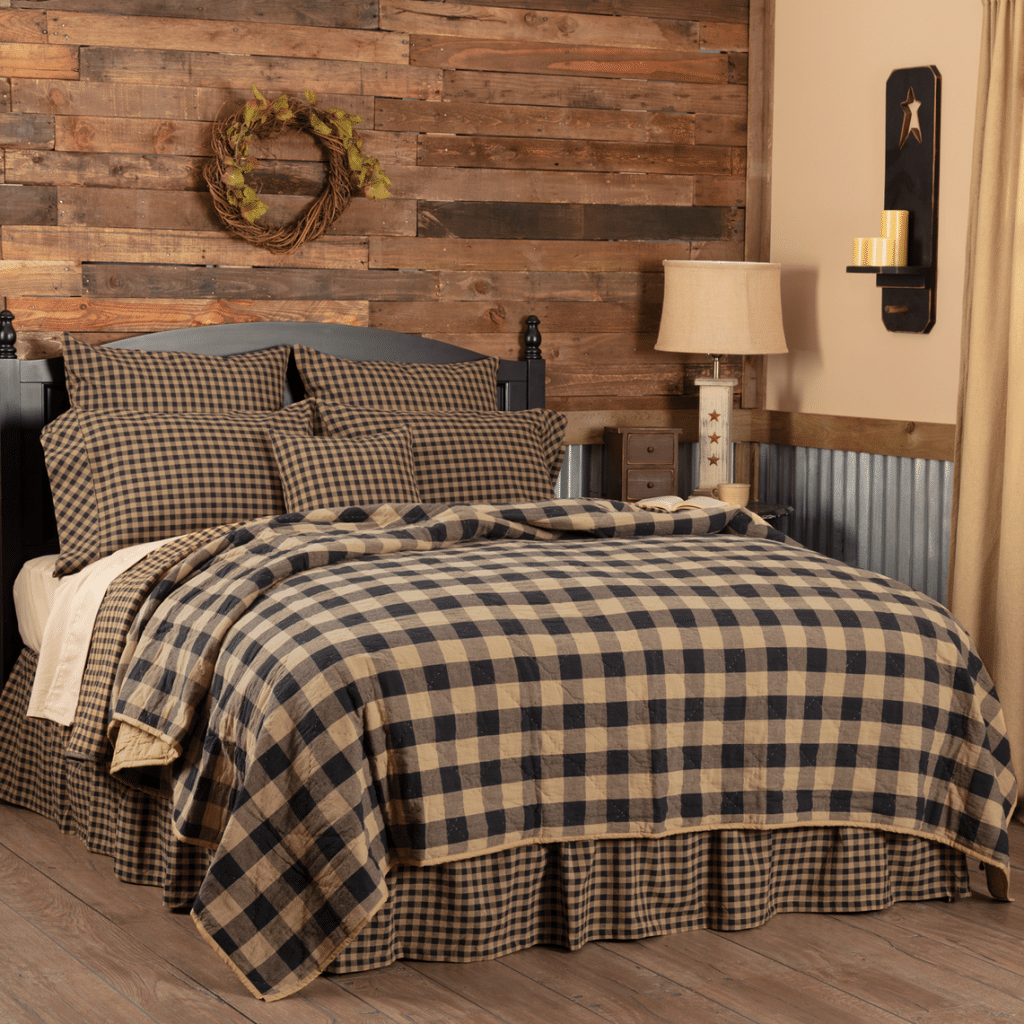 Black Check Quilt Coverlet - King - Piper Classics