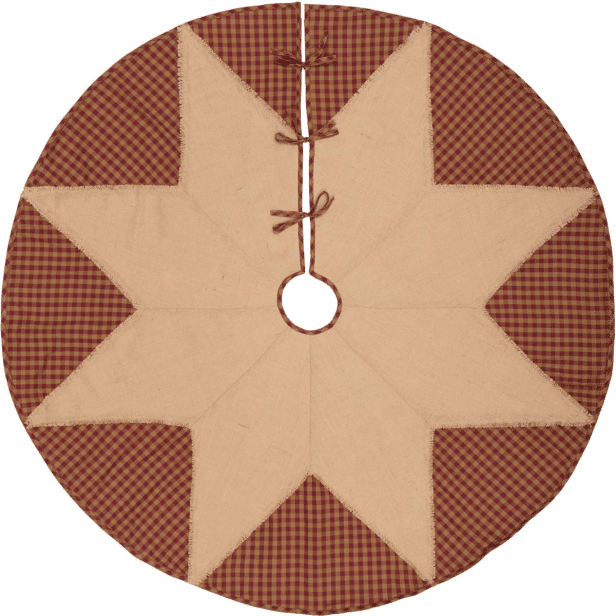 Burgundy Check Star Tree Skirt - Piper Classics