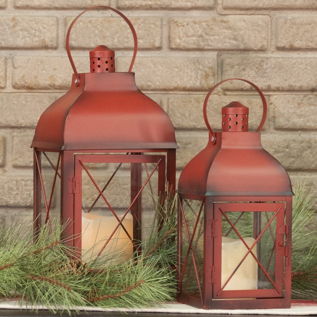 Red Metal Lanterns - S/2 - Piper Classics