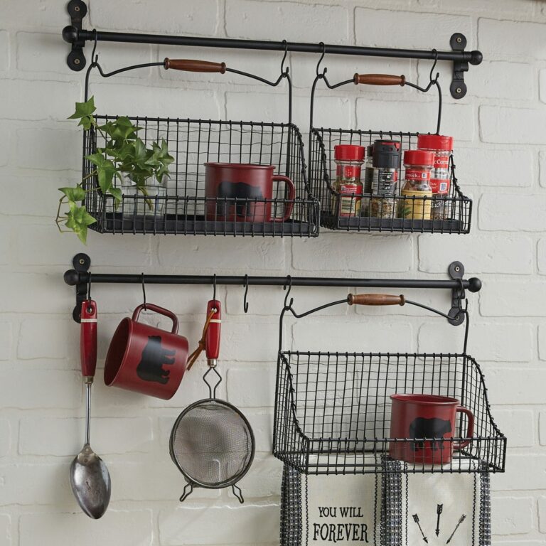 Black Metal Bar w/6 S Hooks - 4″H X 25″L X 1″D, Pre Drilled Holes