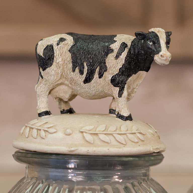 Set of 3 Clear Farm Animal Jars w/ Beige Lids - Assorted, 9″ H x 4″ Dia