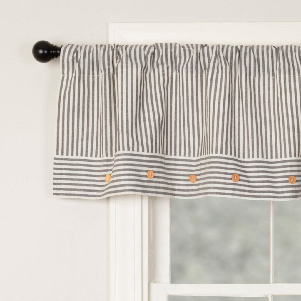 Farmhouse Ticking Gray Lined Valance - 72" - Piper Classics
