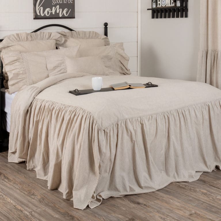 Sara's Ticking Black Ruffled Bedspread - Twin - Piper Classics