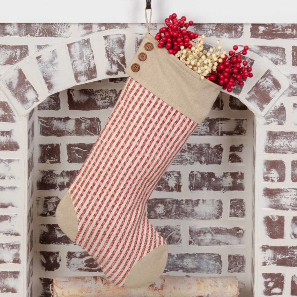 Homespun Red Ticking Stocking | Christmas & Holiday Collection