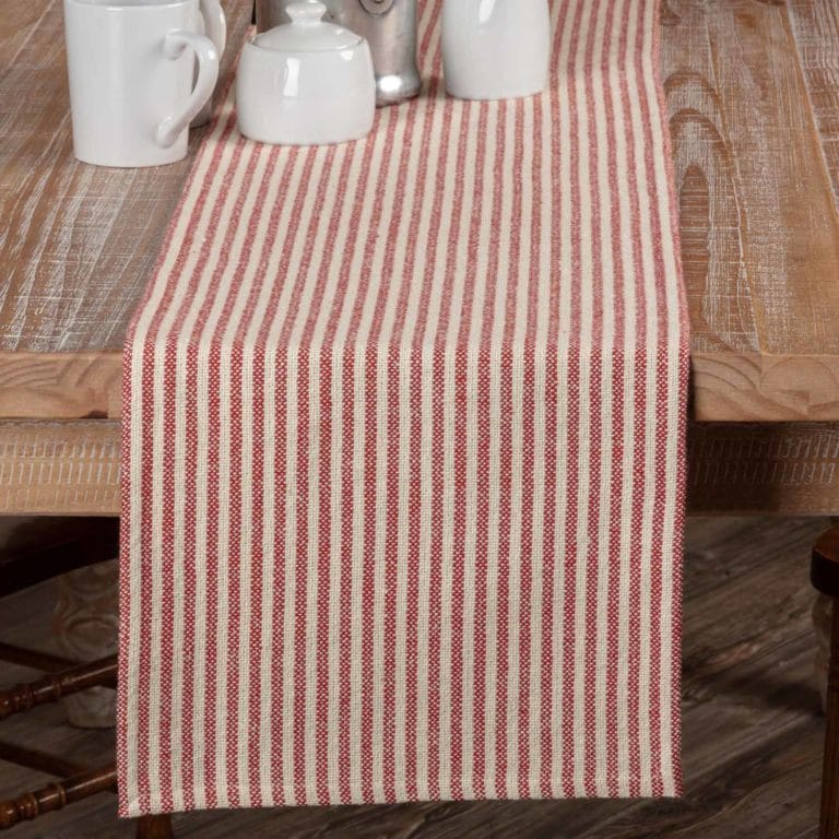 Homespun Red Ticking Table Runner - 36" - Piper Classics