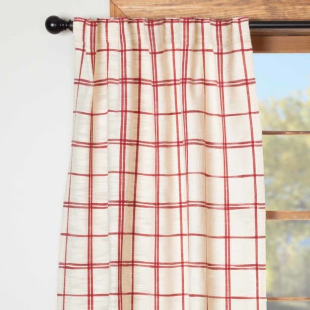 Red Double Windowpane Drapes - 84" - Piper Classics