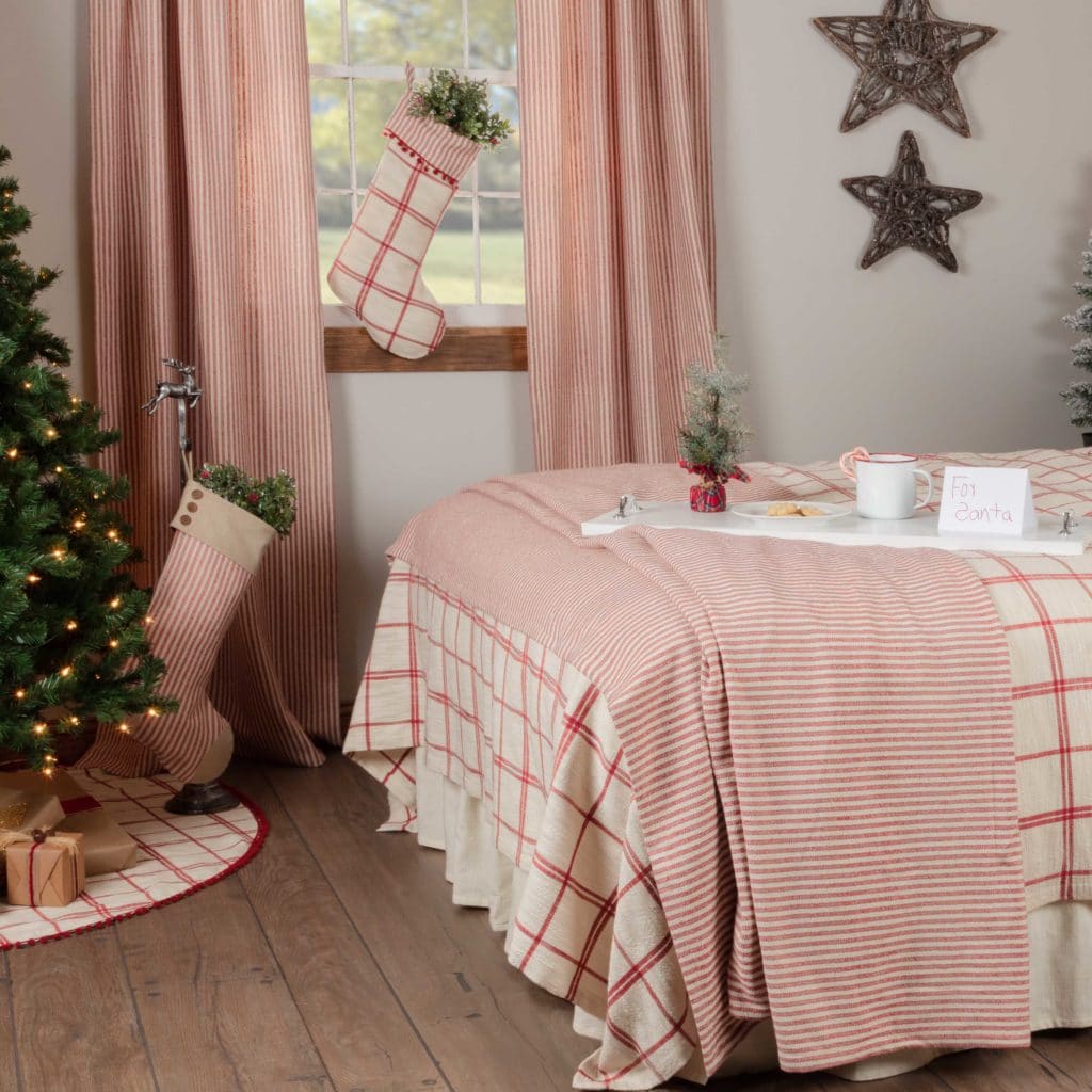Homespun Red Ticking Stocking | Christmas & Holiday Collection