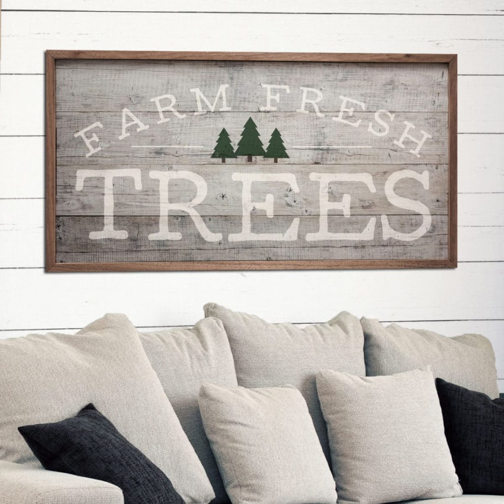 Whitewashed Farm Fresh Trees Wooden Sign - Piper Classics