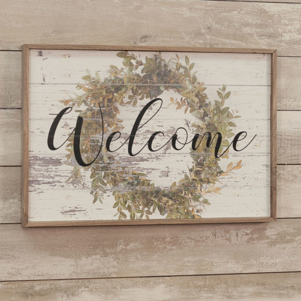 Rustic Welcome Wreath Wooden Sign - Piper Classics