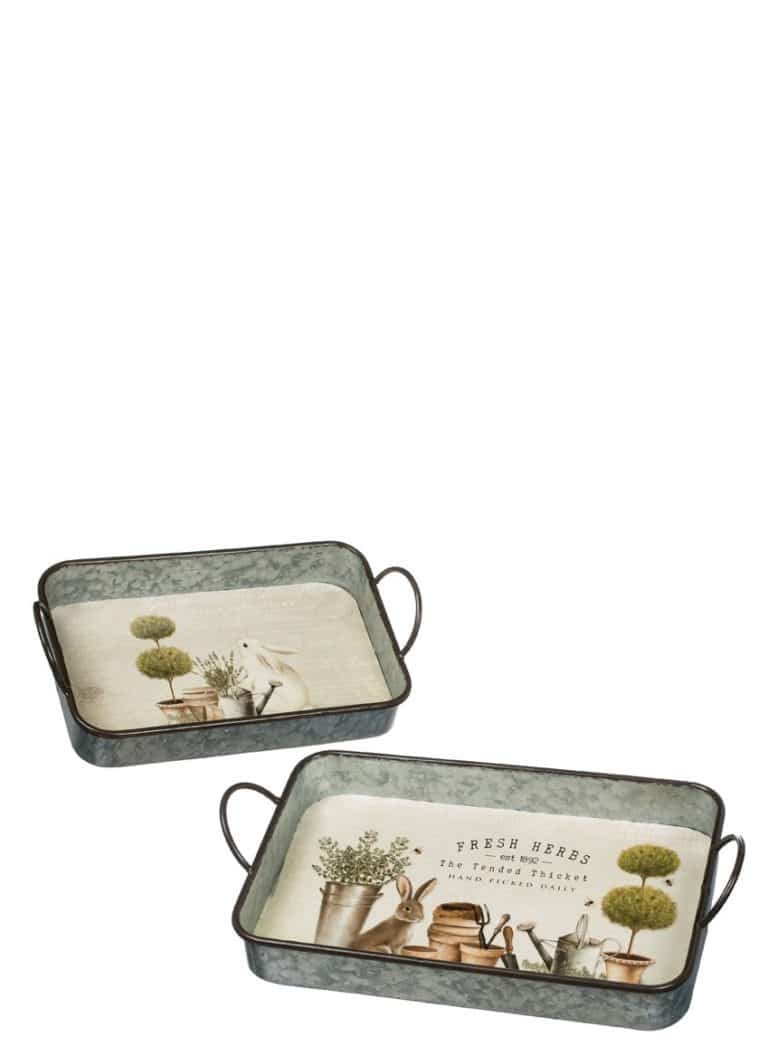 Rabbit & Topiaries Trays - Set/2 - Piper Classics
