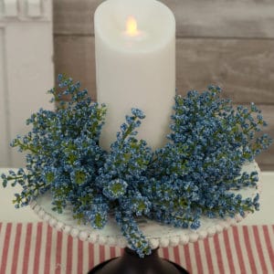 Bursting Astilbe Candle Ring - Sky Blue - 3.5" Inside Ring - Piper Classics