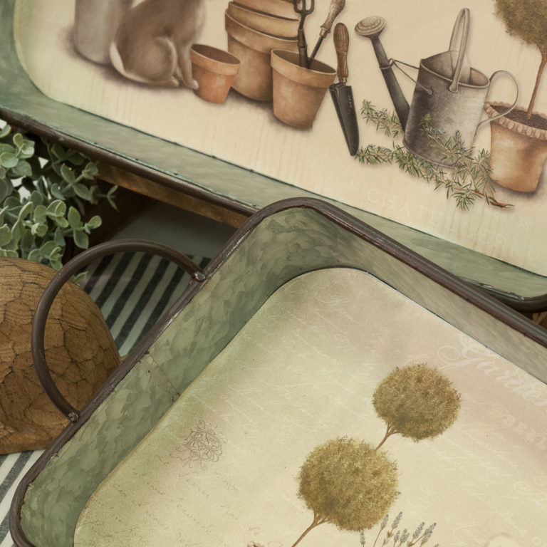 Rabbit & Topiaries Trays - Set/2 - Piper Classics