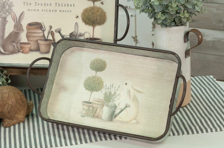 Rabbit & Topiaries Trays - Set/2 - Piper Classics