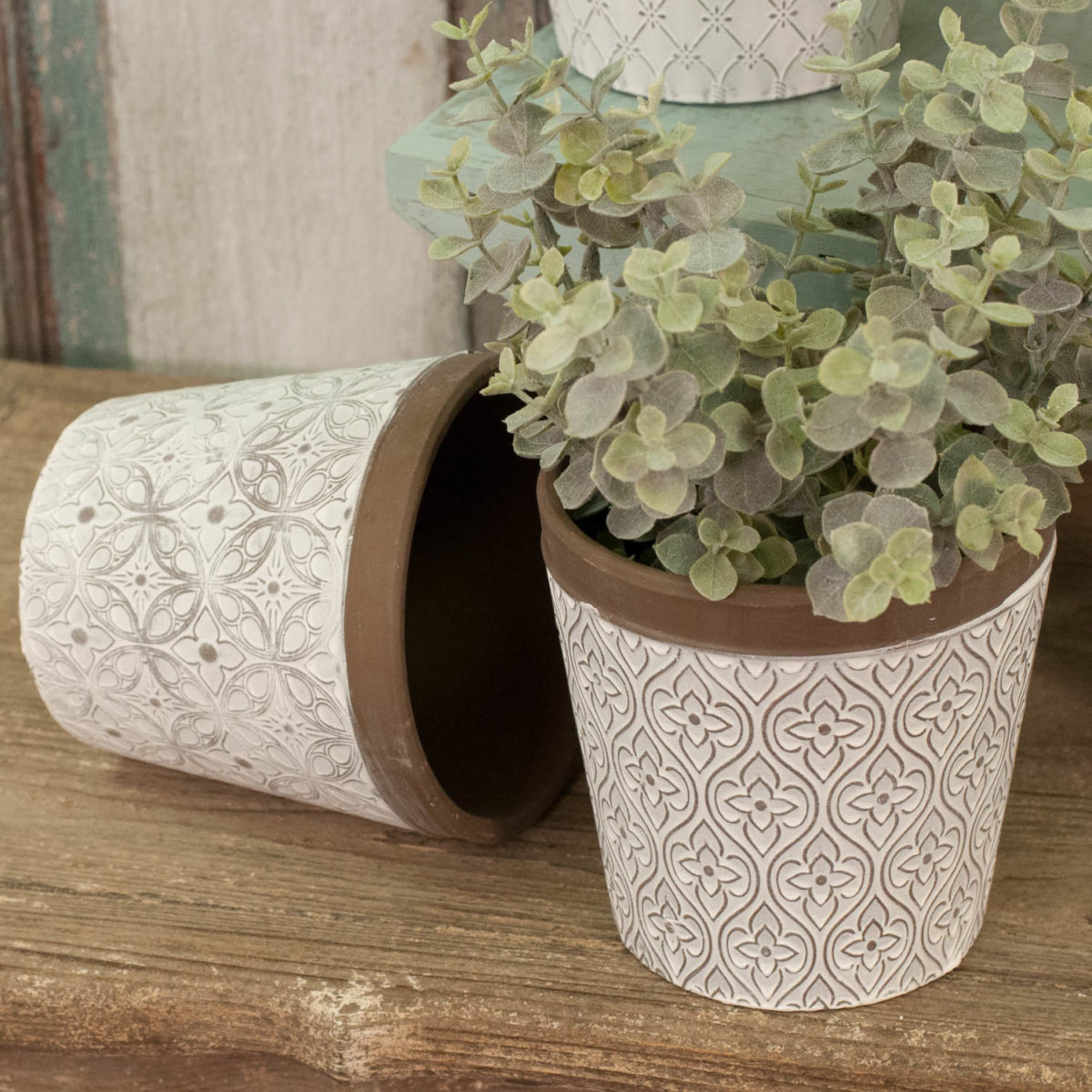 Vintage Flower Pot Border Golden Border Flower Pot With Stand At