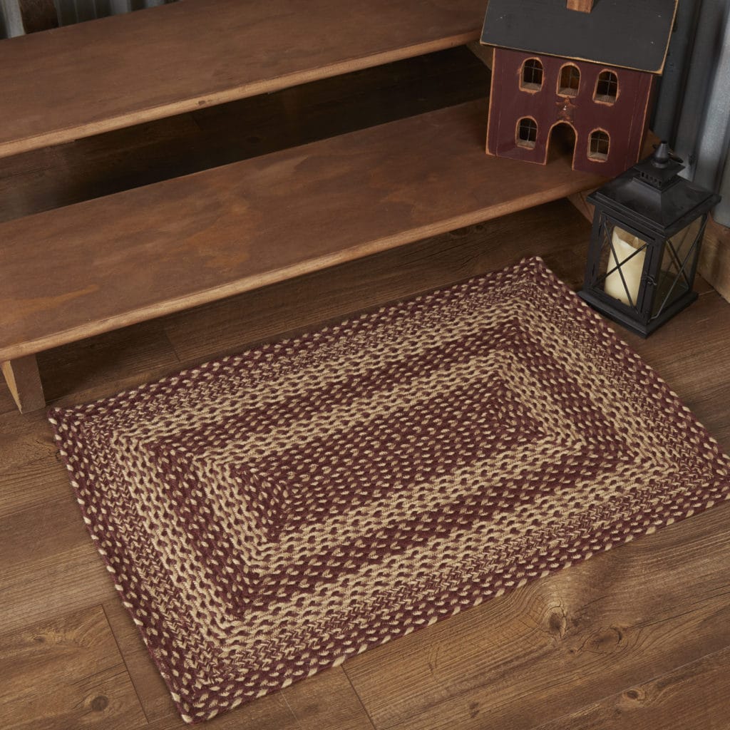 Country Style Braided Jute Rugs - Burgundy