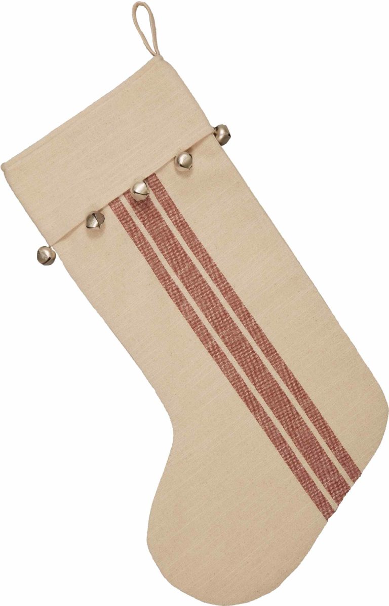 Sleigh Bells Ring Red Grain Sack Stripe Stocking | Christmas & Holiday ...