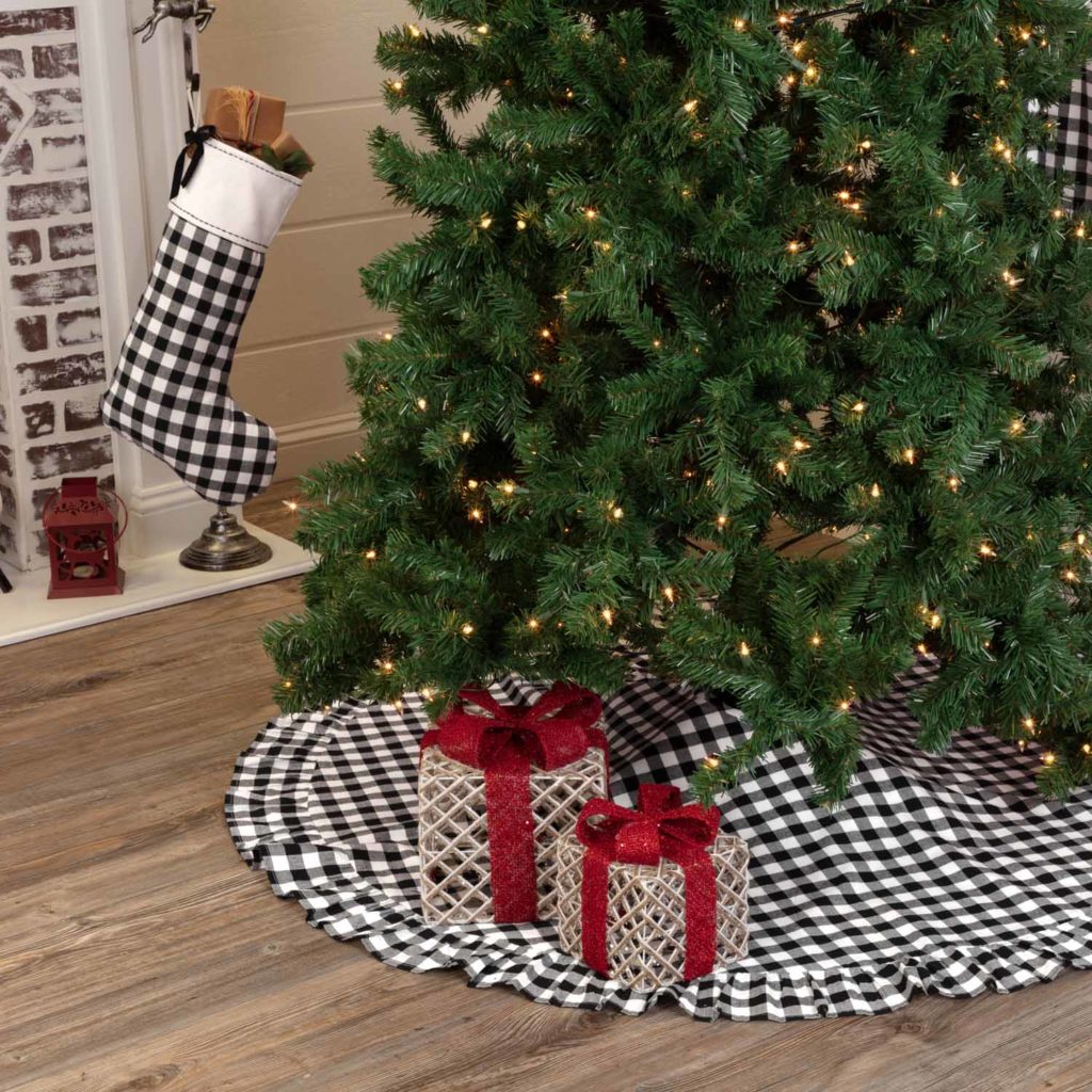 Vintage Check Black Tree Skirt - 54" | Christmas & Holiday Collection