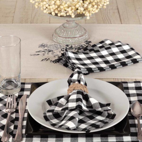 Vintage Check Black Napkin - Piper Classics