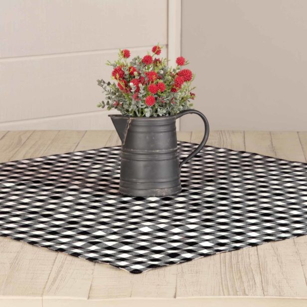 Vintage Check Black Table Topper - Piper Classics
